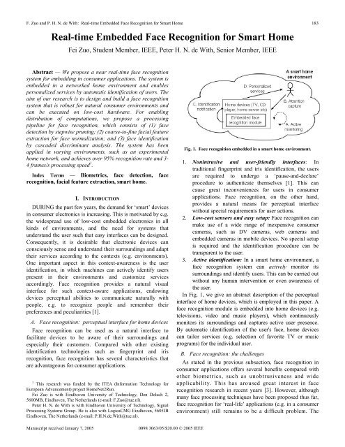 Real-time embedded face recognition for smart home ... - IEEE Xplore