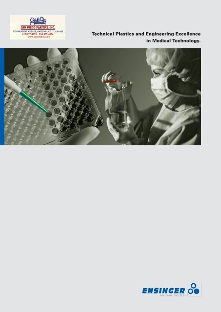 Ensinger Medical Brochure - San Diego Plastics, Inc.