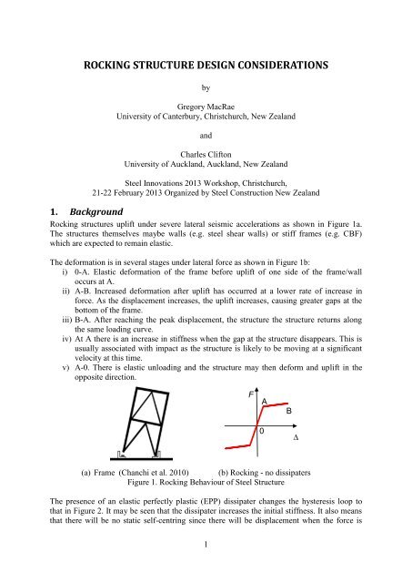 ROCKING STRUCTURE DESIGN CONSIDERATIONS