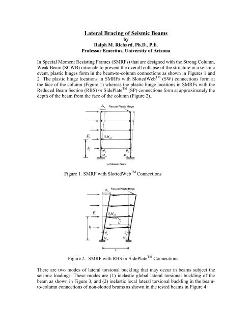 Lateral Bracing of Seismic Beams - SlottedWeb