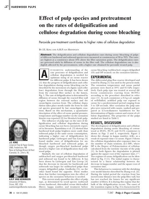 Effect of pulp species and pretreatment on the rates of delignification ...