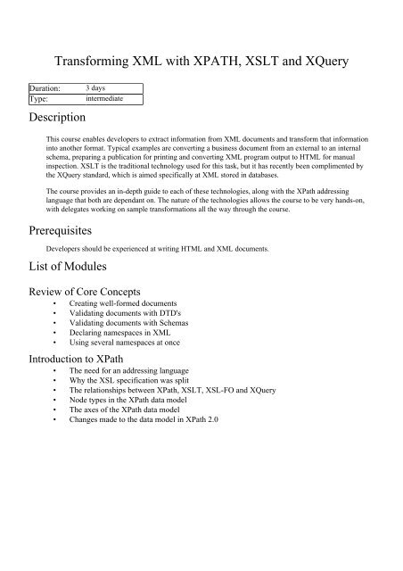 Transforming Xml With Xpath Xslt And Xquery
