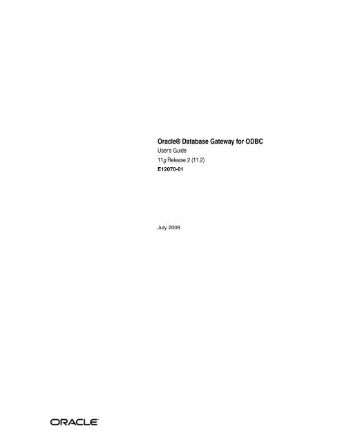 Oracle Database Gateway For Odbc Users Guide