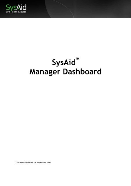 Manager Dashboard - SysAid