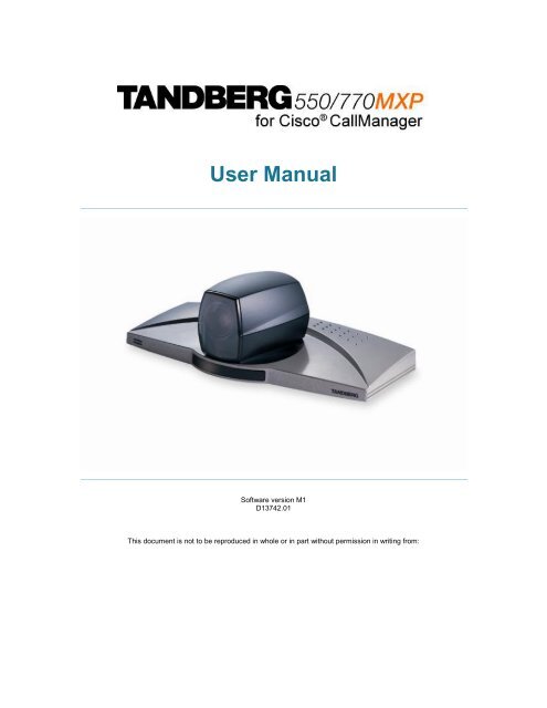 User Manual - TANDBERG Video Conferencing | Video Conference