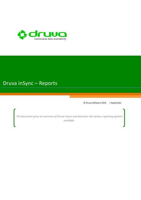 Druva inSync Reports