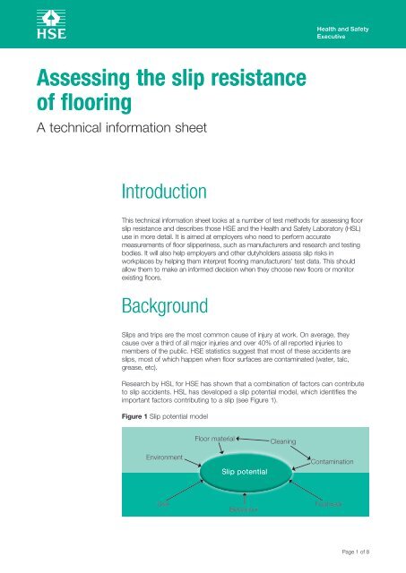 Assessing the slip resistance of flooring - HSE