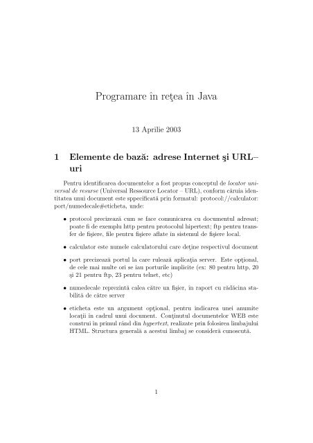 Programare în reţea în Java