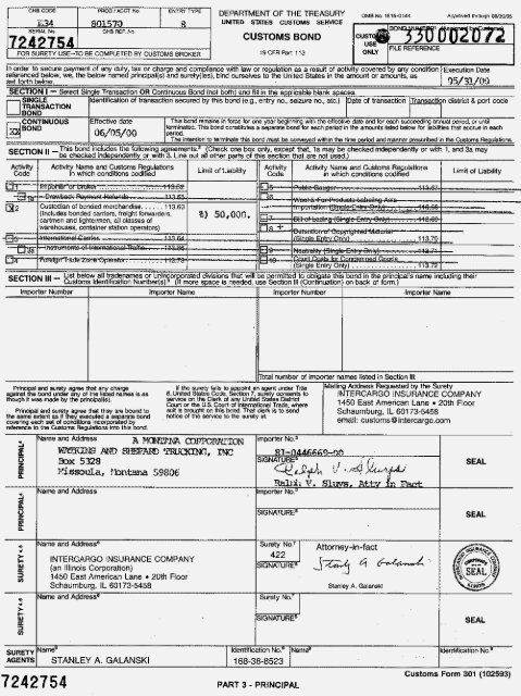 customs from uk to us