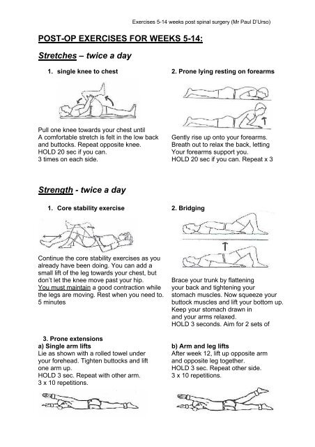 POST-OP EXERCISES FOR WEEKS 5-14 ... - Mr Paul D'Urso