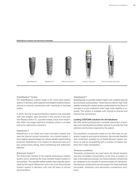 NobelReplaceâ ¢ System The NobelReplace implant range is the ...
