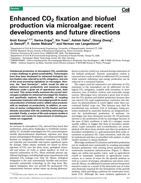 Enhanced CO2 fixation and biofuel production via microalgae ...