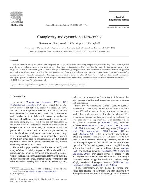 Complexity and dynamic self-assembly