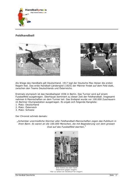 Feldhandball Als Wiege de
