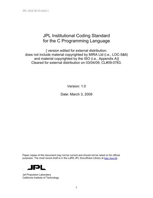 Jpl coding standard c