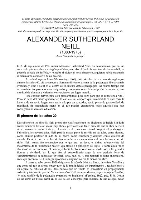 Alexander Sutherland Neill - unesco