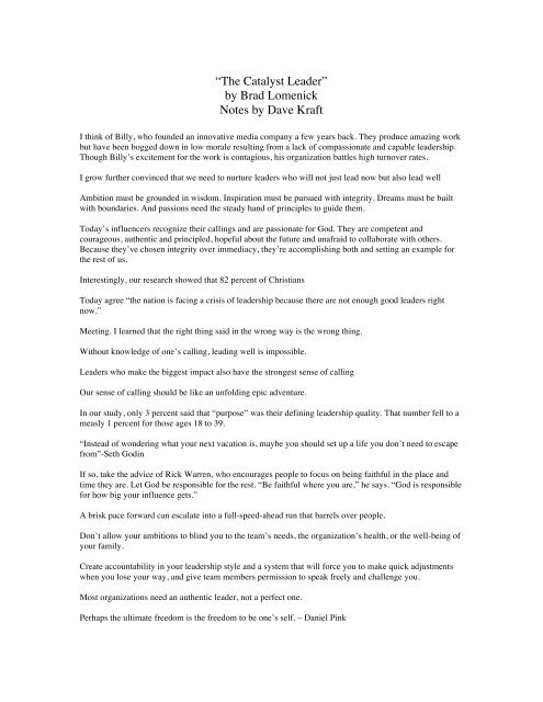 The Catalyst Leader by Brad Lomenick.pdf - Dave Kraft