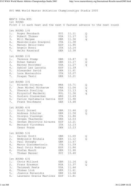 XVI WMA World Master Athletics Championships Stadia 2005
