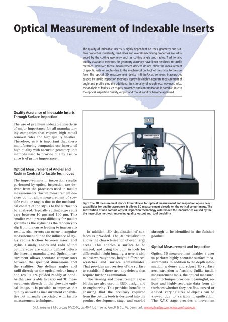 Optical Measurement of Indexable Inserts - Alicona