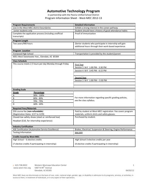 Automotive Technology Program - West-MEC