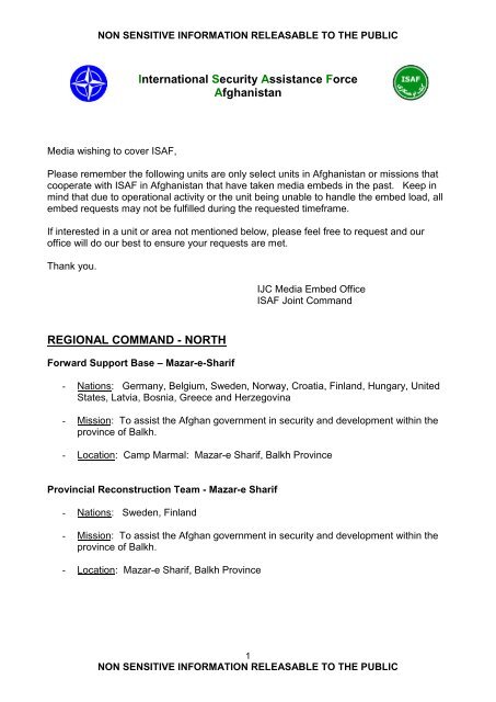 International Security Assistance Force Afghanistan ... - Isaf