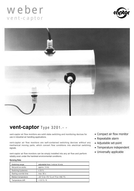 Weber vent-captor 3201.- Data Sheet
