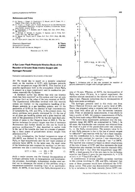 Dye laser flash photolysis kinetics study of the reaction of ground ...