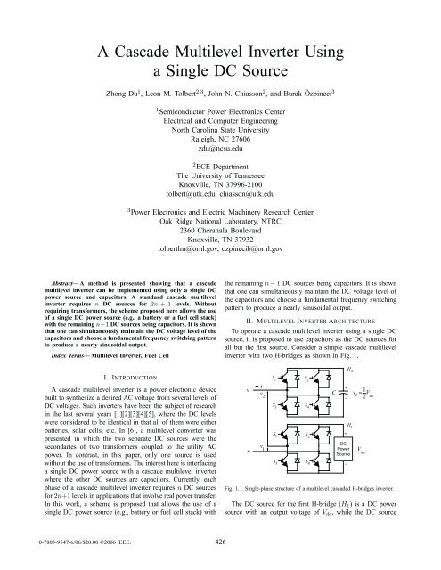 A Cascade Multilevel Inverter Using a Single DC Source - IEEE Xplore