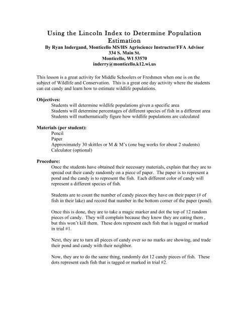 Using the Lincoln Index to Determine Population Estimation