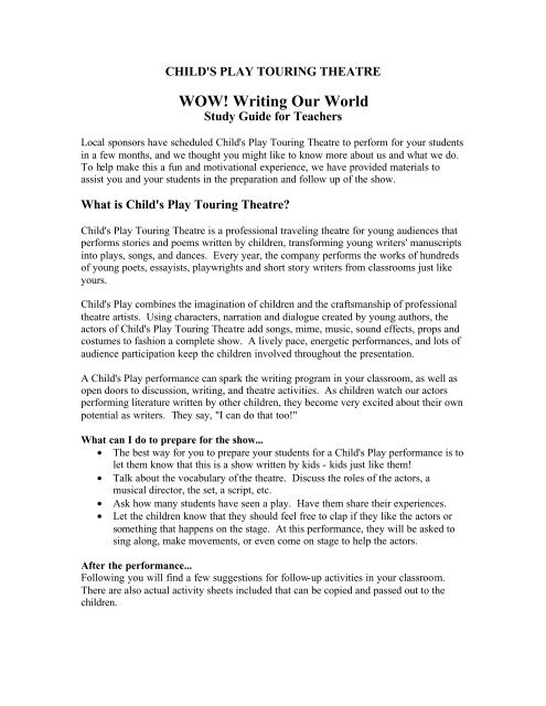 Writing Our World - Child's Play Touring Theatre