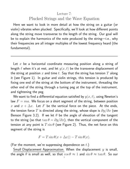 Plucked Strings and the Wave Equation
