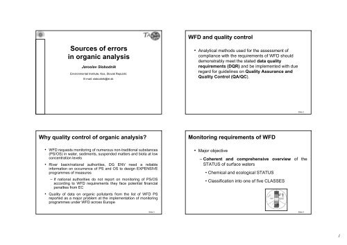 Sources of errors in organic analysis