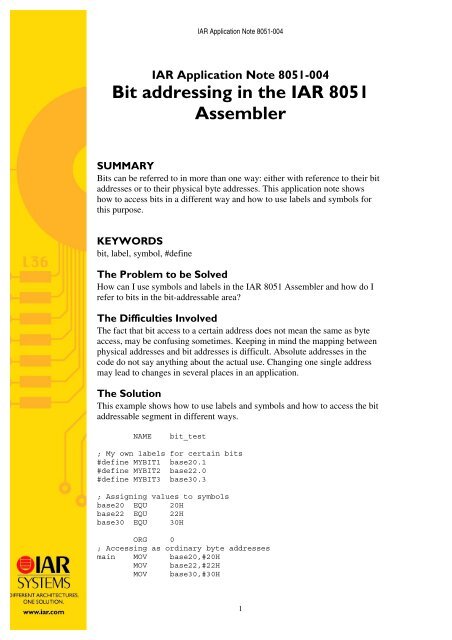 Bit addressing in the IAR 8051 Assembler