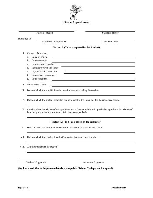 Grade Appeal Form