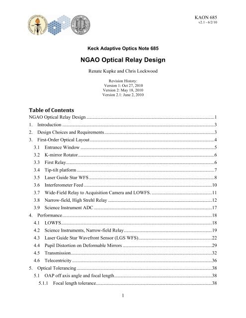 NGAO Optical Relay Design - Caltech Optical Observatories