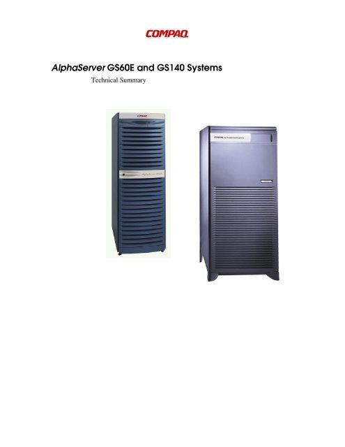 AlphaServer GS60E and GS140 systems - Compaq