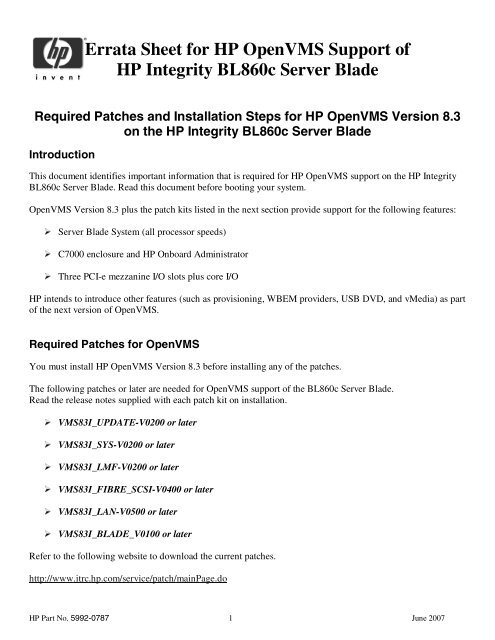 Get - OpenVMS Systems - HP