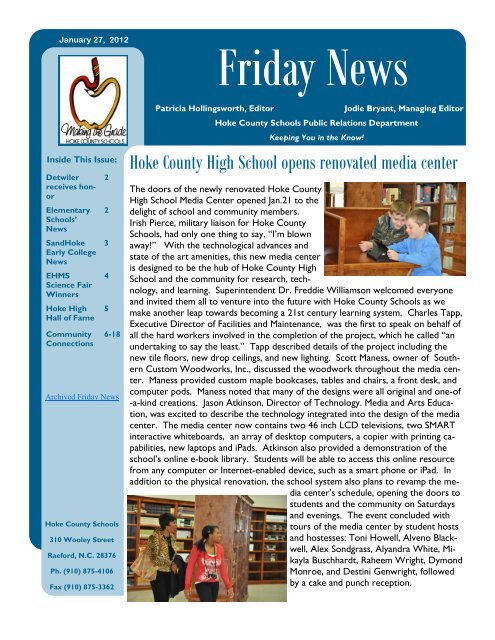 Hoke County High School opens renovated media ... - Friday News