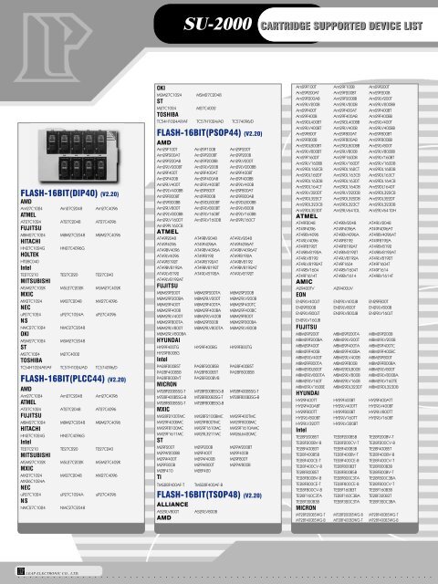 SU-2000 CARTRIDGE SUPPORTED DEVICE LIST - leap.com.tw