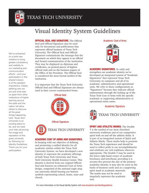 Visual Identity System Guidelines - Texas Tech University System