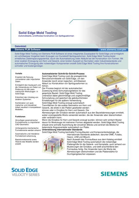 Solid Edge Mold Tooling - All4edge.de