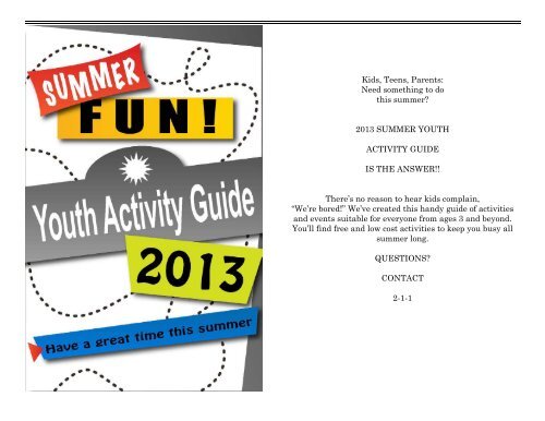 Summer Youth Activity Guide - Priority Children