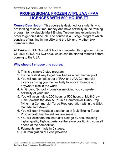 PROFESSIONAL FROZEN ATPL JAA - FAA ... - UK Flight Training