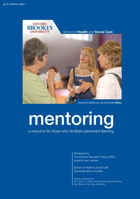 Mentoring Handbook - Faculty of Health and Life Sciences - Oxford ...