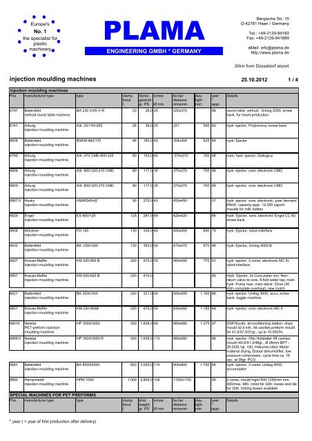 injection moulding machines