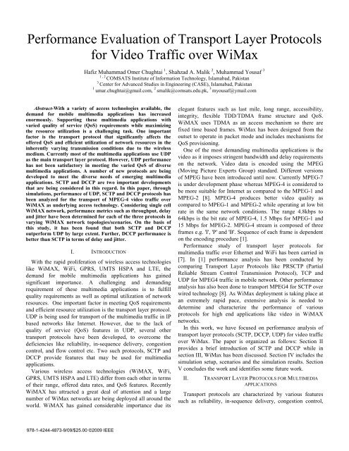 Performance Evaluation of Transport Layer Protocols for Video ...