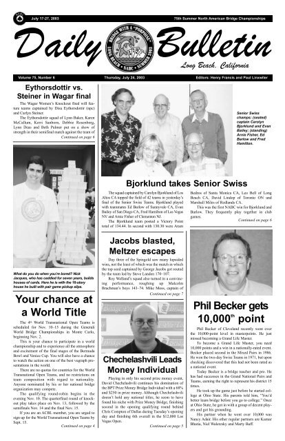 Bulletin - American Contract Bridge League