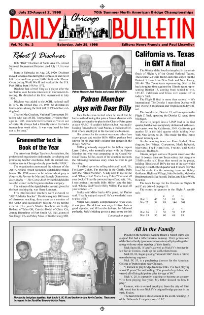 Daily Bulletin 2 - Chicago NABC - American Contract Bridge League