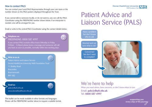 Patient Advice and Liaison Service (PALS) - Dorset HealthCare