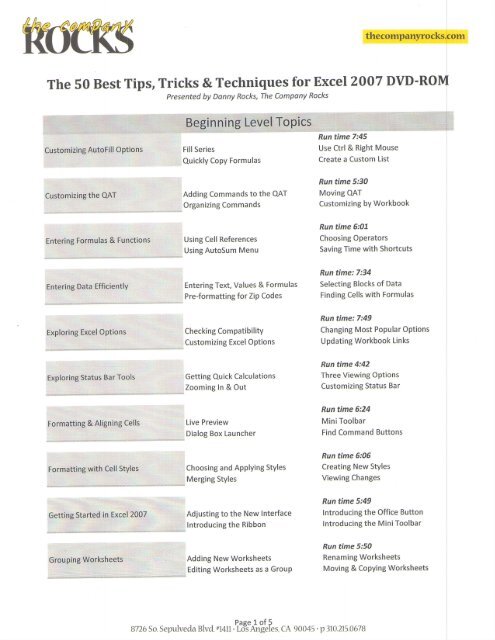 The 50 Best Tips for Excel 2007 Detailed - The Company Rocks